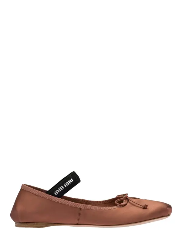 Miu Miu Satin Ballerina Shoes - Brown
