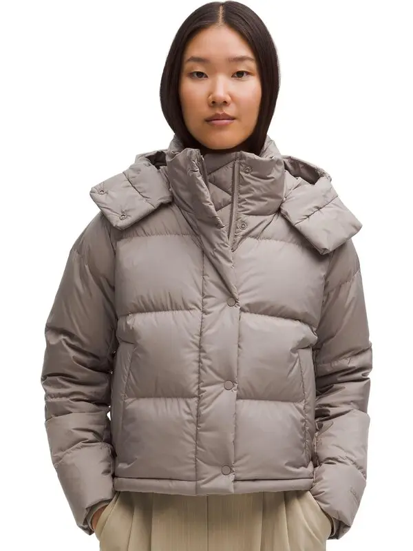 Lululemon Wunder Puff Cropped Down-filled Jacket - Warm Ash Grey
