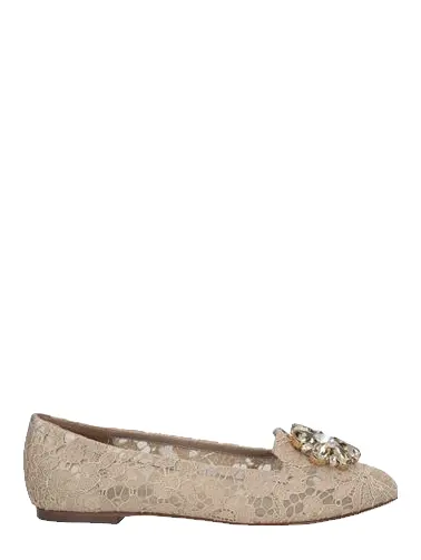 Dolce & Gabbana Loafers In Textile Fibers With Appliqués - Beige