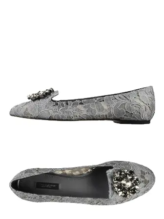 Dolce & Gabbana Loafers In Textile Fibers With Appliqués - Grey