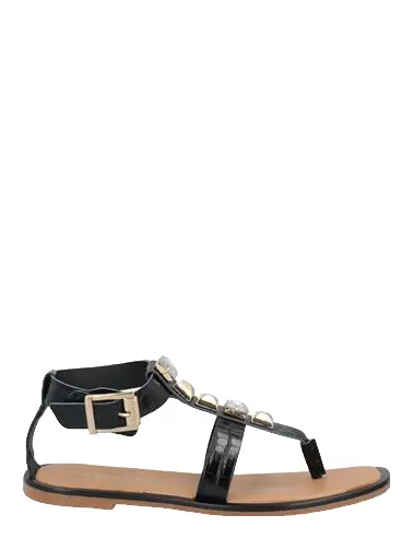 APEPAZZA Leather Thong Sandals - Black