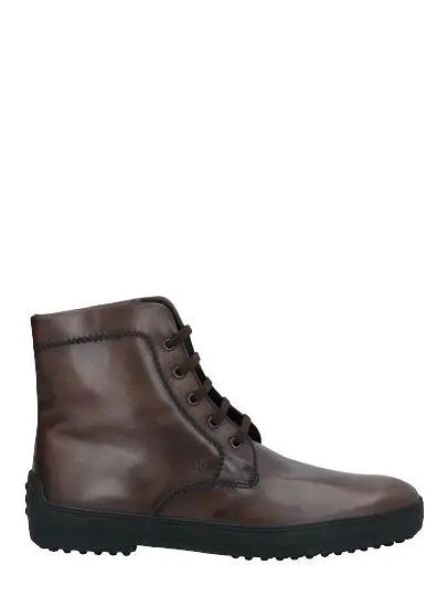 TOD'S Lace-up Leather Ankle Boots - Brown