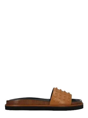 TOD'S Leather Slide Sandals - Beige