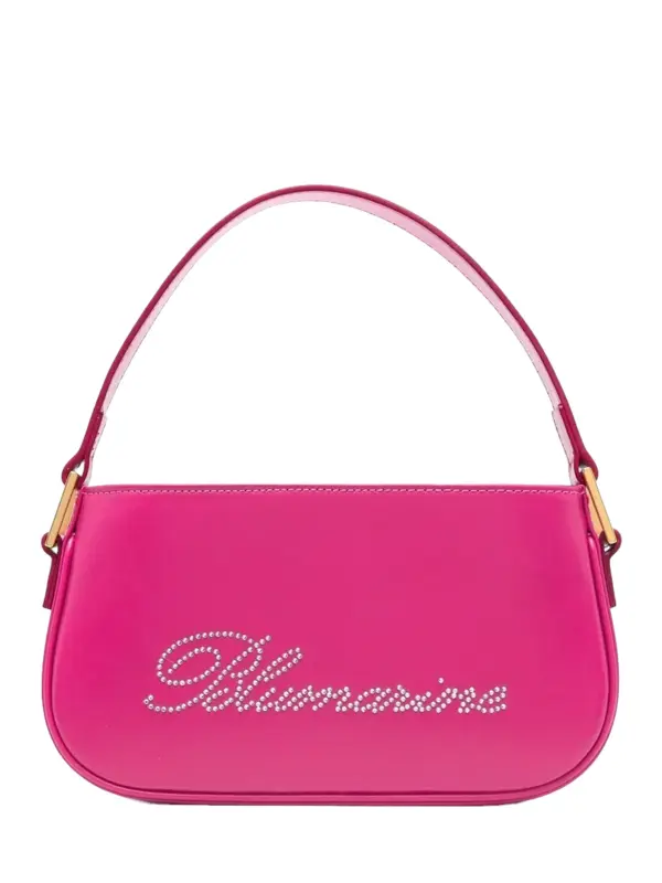 Blumarine Rhinestone-logo Leather Shoulder Bag - Pink