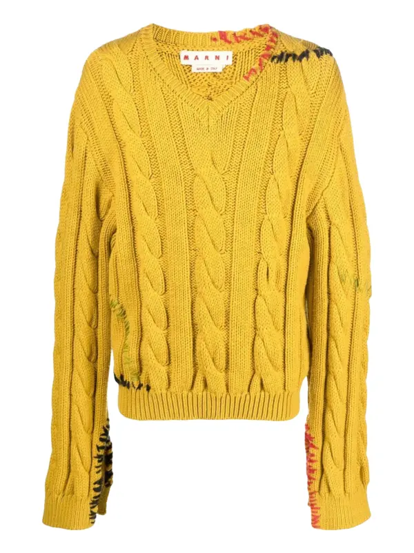Marni Cable-knit Virgin Wool Jumper - Yellow
