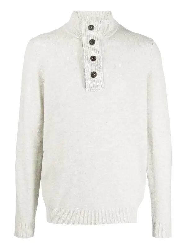 Barbour Button-placket Detail Knit Jumper - Grey