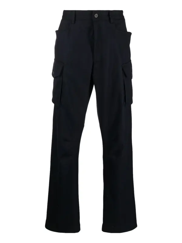LARDINI Straight-leg Wool-blend Cargo Trousers - Blue