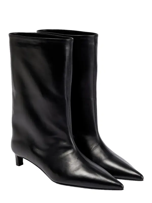 JIL SANDER Leather Ankle Boots - Black