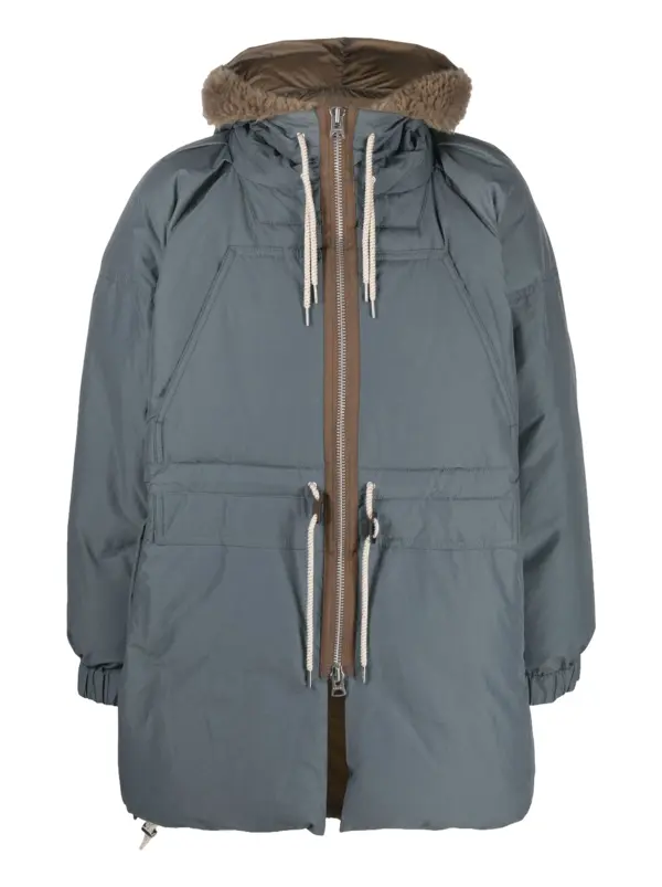 Sacai Hooded Padded Coat - Blue