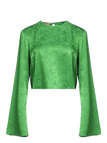 Andamane Satin Jacquard Floral Top - Green