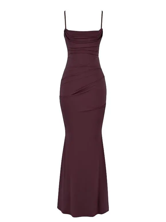House Of Cb Milena Jersey Corset Maxi Dress - Dark Cherry