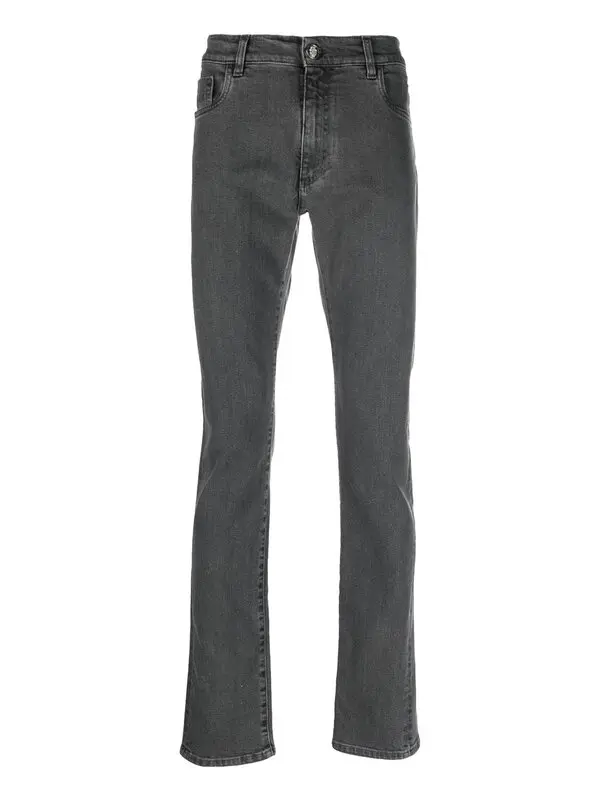 BILLIONAIRE Logo-patch Slim-fit Jeans - Grey