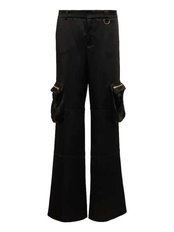 Blumarine Low-rise Satin Cargo Pants - Black