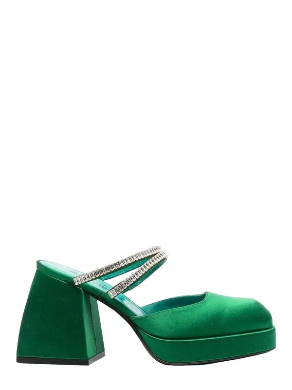 NODALETO Bulla Smith 100mm Platform Mules - Green