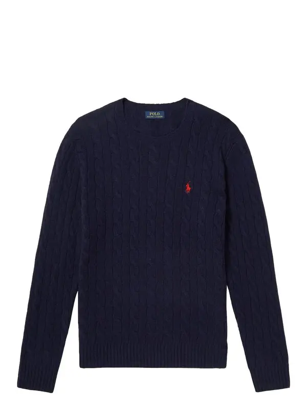 Ralph Lauren Cable-knit Wool And Cashmere-blend Sweater - Blue