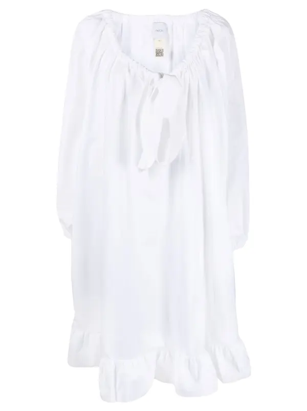 Patou Tie-neck Peplum Dress - White
