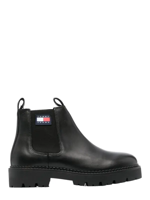 Tommy Hilfiger 40mm Logo-patch Leather Chelsea Boots - Black