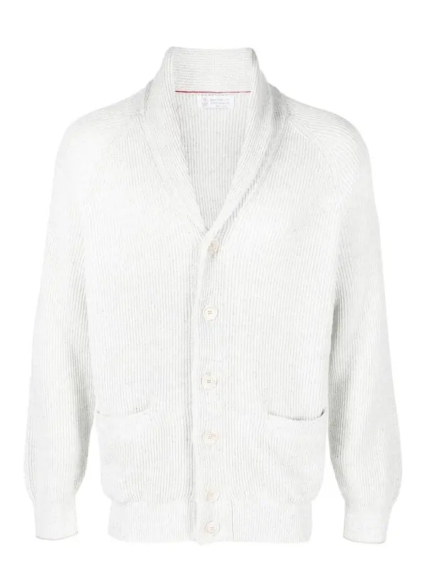 Brunello Cucinelli Shawl-lapel Knitted Cardigan - Grey