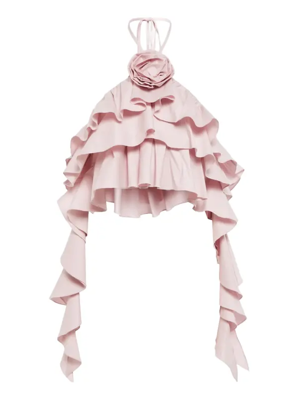 Blumarine Ruffled Halterneck Crop Top - Pink
