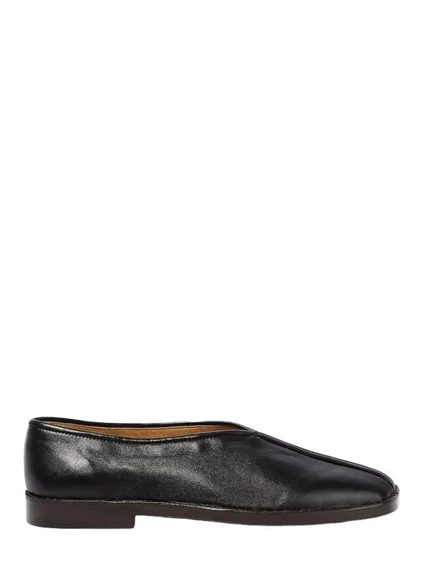 LEMAIRE Piped Leather Loafers - Black