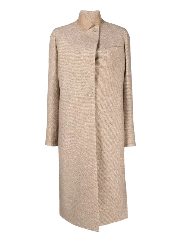 Fendi Stand-collar Wool-silk Coat - Brown