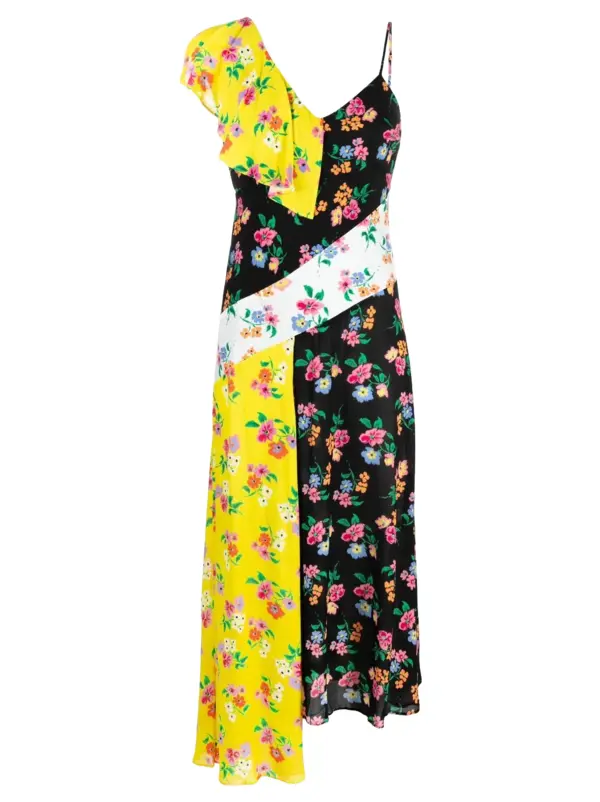 MSGM Floral-print Asymmetric Dress - Black
