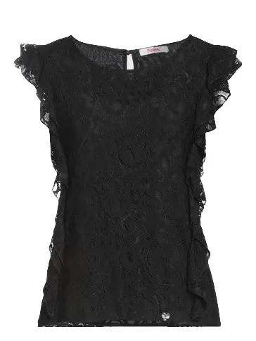 BLUGIRL Ruched Top With Lace And Ruffle Detail - Black
