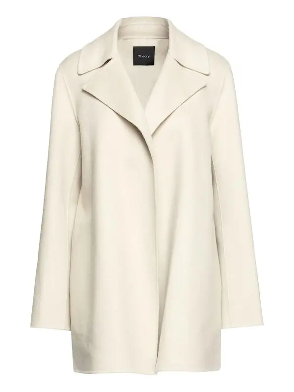 Theory Brushed Wool And Cashmere-blend Felt Coat - Ecru