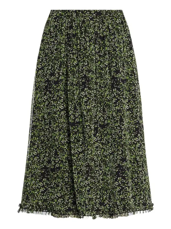 MIKAEL AGHAL Floral-print Chiffon Skirt - Black