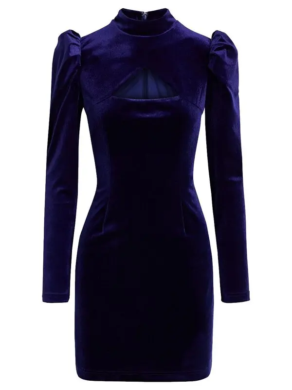 One33 Social Cutout Gathered Velvet Mini Dress - Indigo