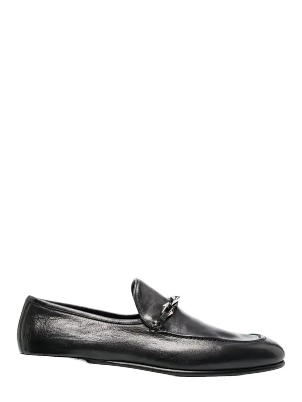 JIMMY CHOO Marti Reverse Leather Loafers - Black