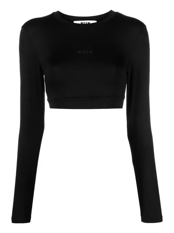 MSGM Logo-print Cropped Top - Black