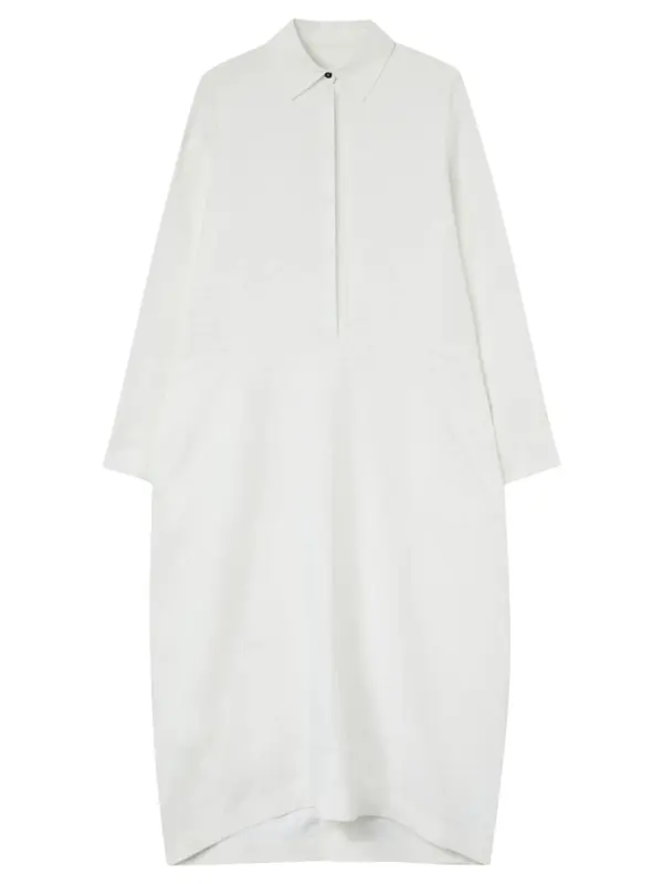 JIL SANDER Linen Long-sleeve Shirt Dress - White