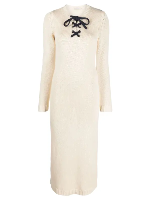 Zimmermann High Tide Lace-up Knitted Dress - Neutrals
