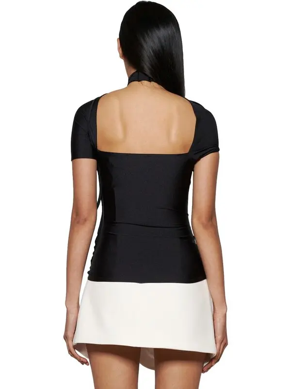 Coperni Asymmetric Draped Jersey Top - Black