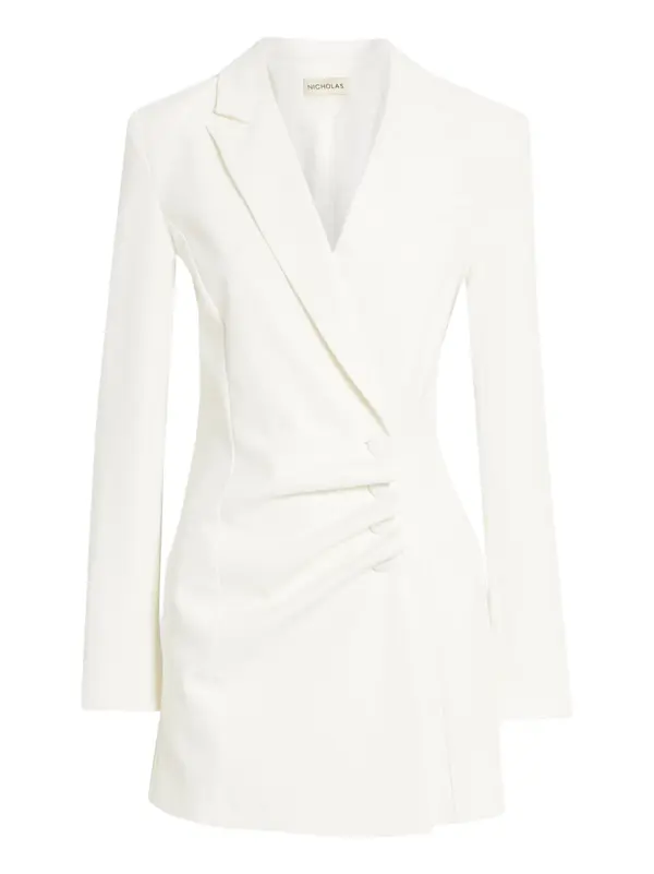 NICHOLAS Ruched Crepe Blazer - Ivory