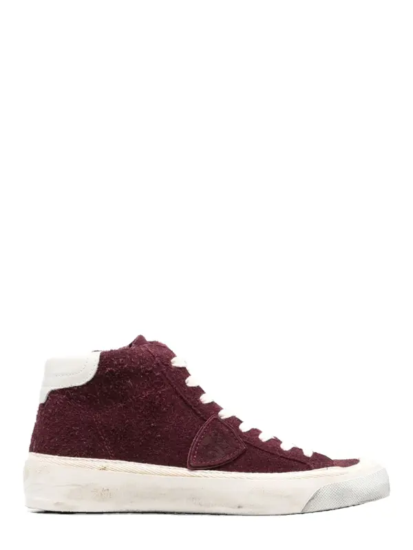 Philippe Model Distressed High-top Sneakers - Red