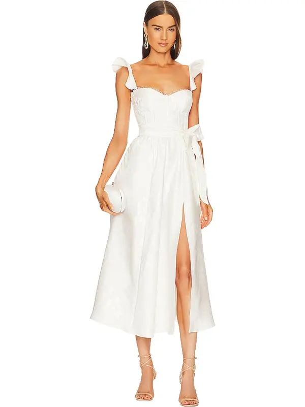 V. CHAPMAN Vera Bustier Midi Dress - White Baroque Floral