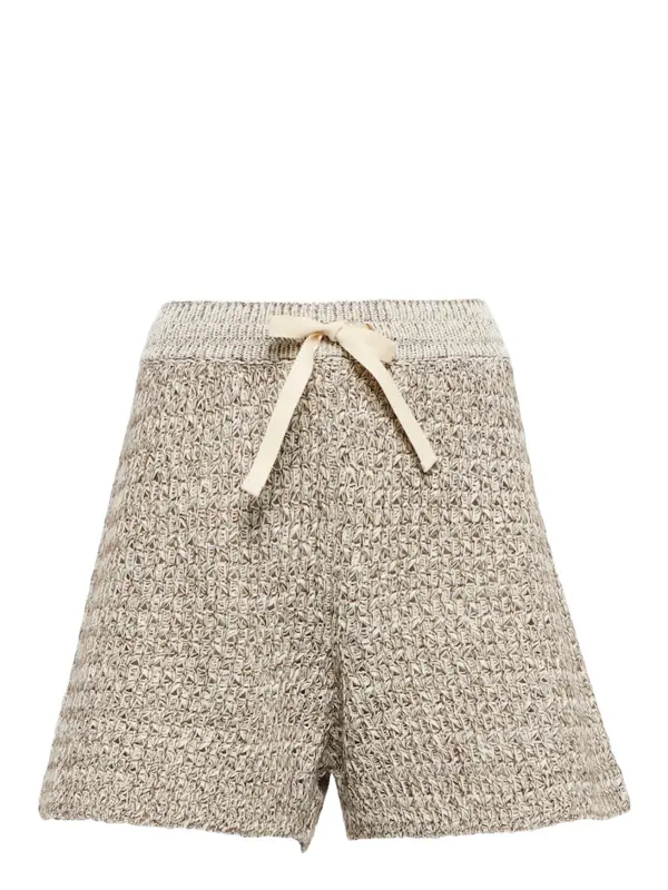 JIL SANDER Open-knit Cotton-blend Shorts - Neutrals
