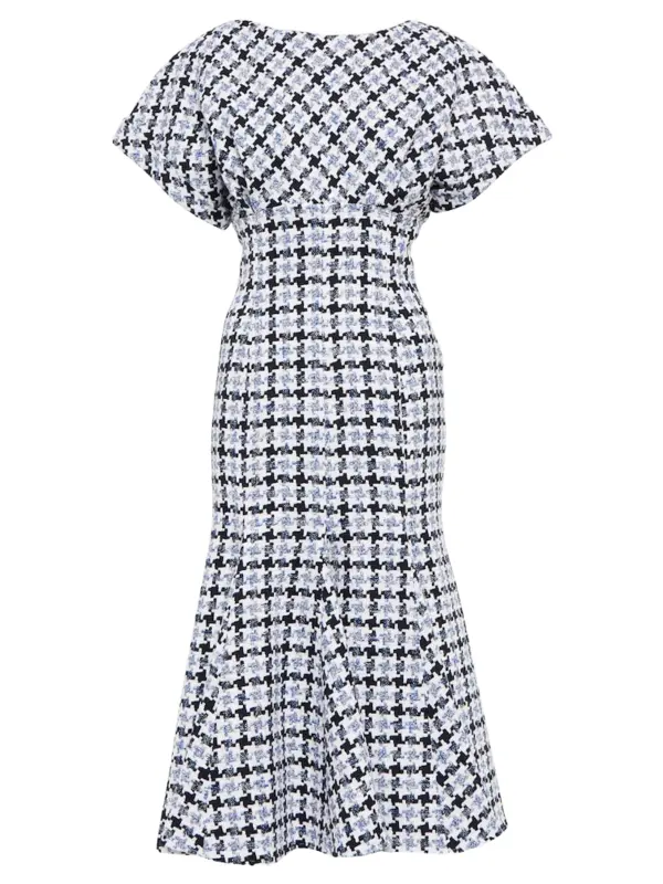 Carolina Herrera Houndstooth Tweed Midi Dress - Multicoloured