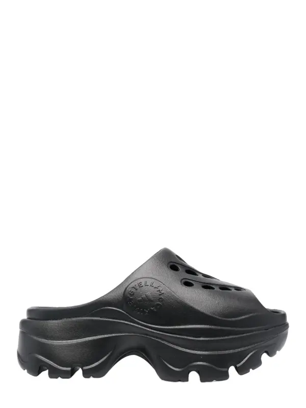 Adidas By Stella McCartney Logo-embossed Perforated Slides - Black