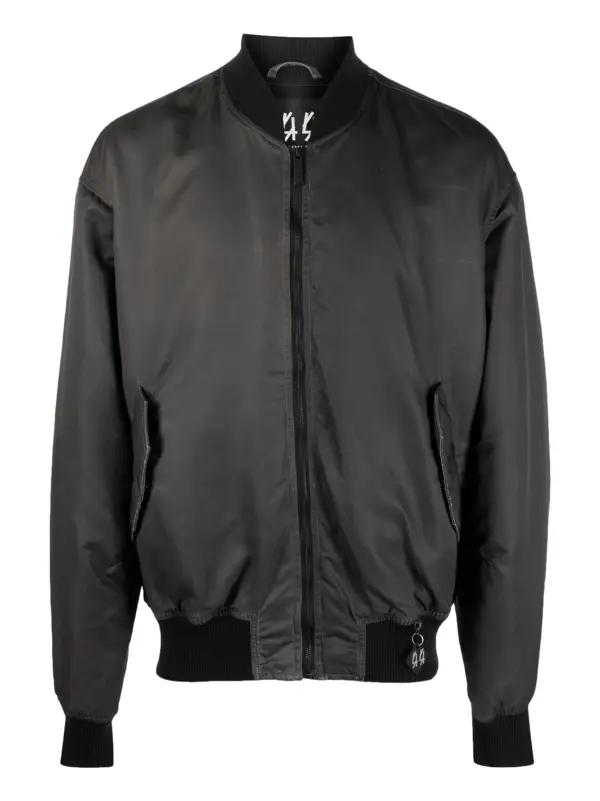 44 LABEL GROUP Flame Logo-print Bomber Jacket - Grey