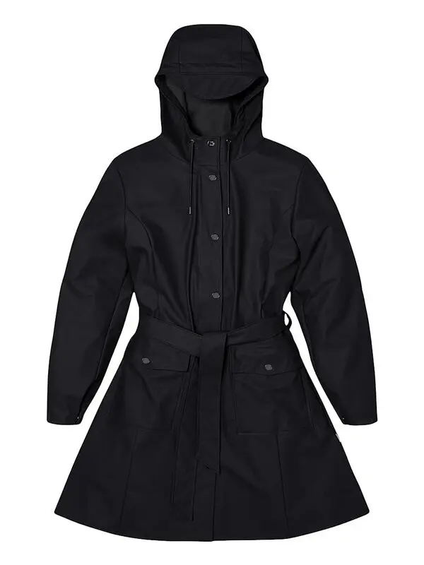 Rains Curve Belted Trench Coat With Drawstring Hood - Beige
