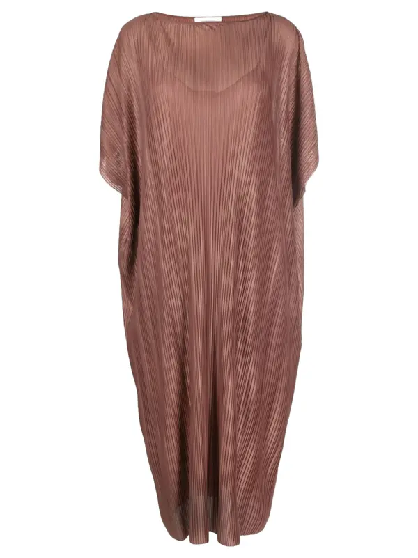 Fabiana Filippi Plissé Kaftan Midi Dress - Brown