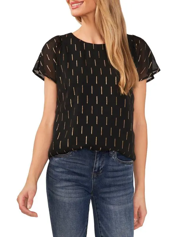 CECE DUPRAZ Flutter Sleeve Blouse - Rich Black