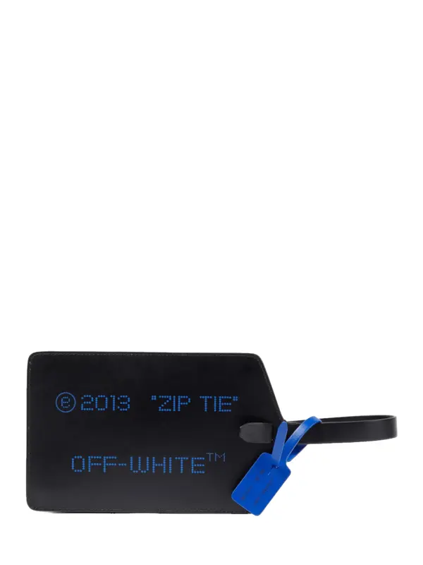 Off-White Zip Tie Medium Leather Clutch - Black