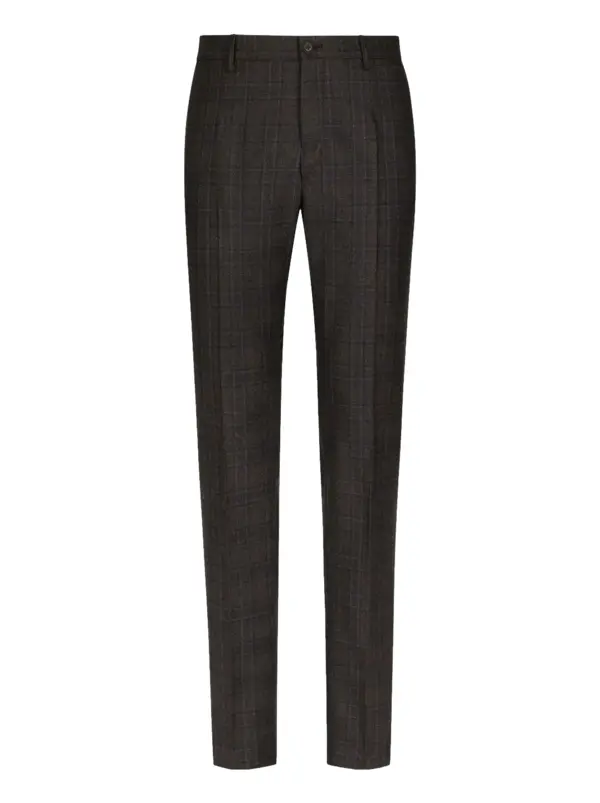 Dolce & Gabbana Check-pattern Wool Trousers - Brown