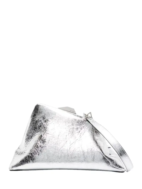 Attico Metallic Leather Clutch Bag - Silver