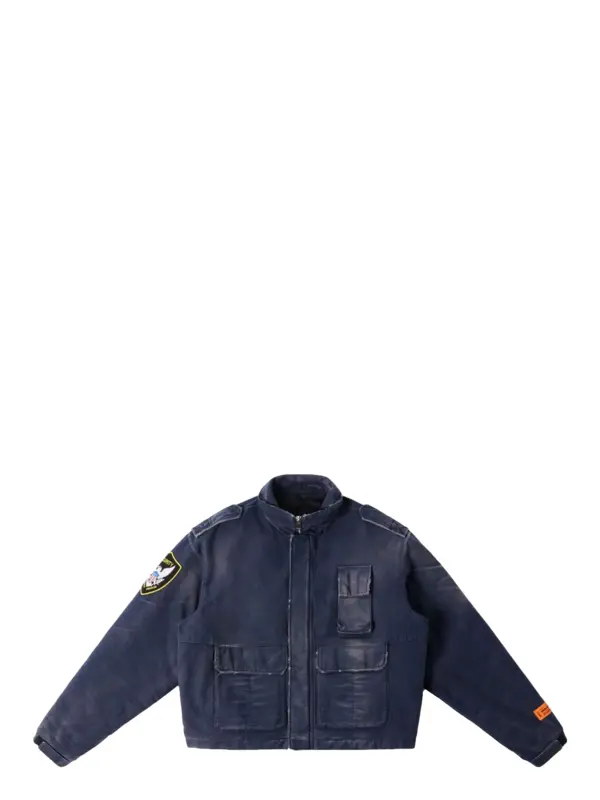 Heron Preston Eagle-patch Distressed-effect Jacket - Blue