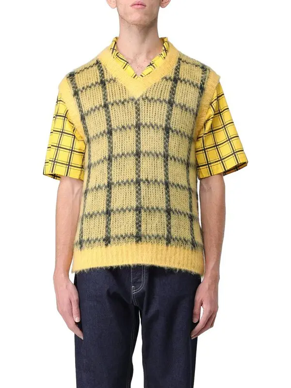 Marni Mohair Blend Check Waistcoat - Yellow